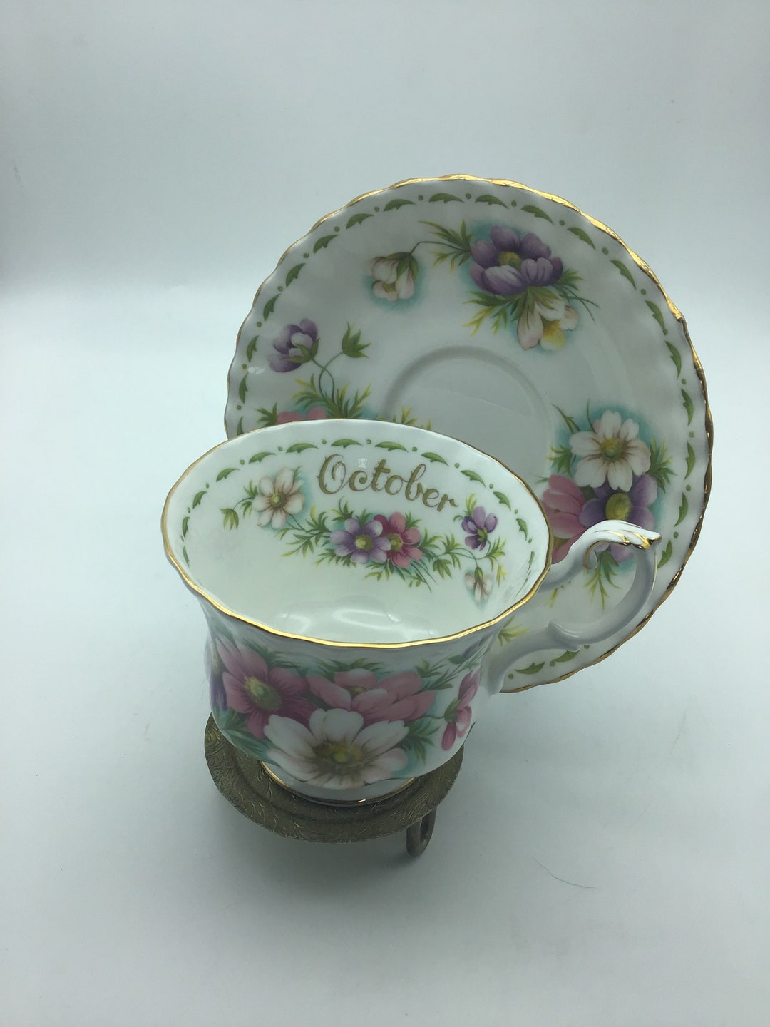Royal Albert October Tea Cup and Saucer, Flower of the Month Series ...