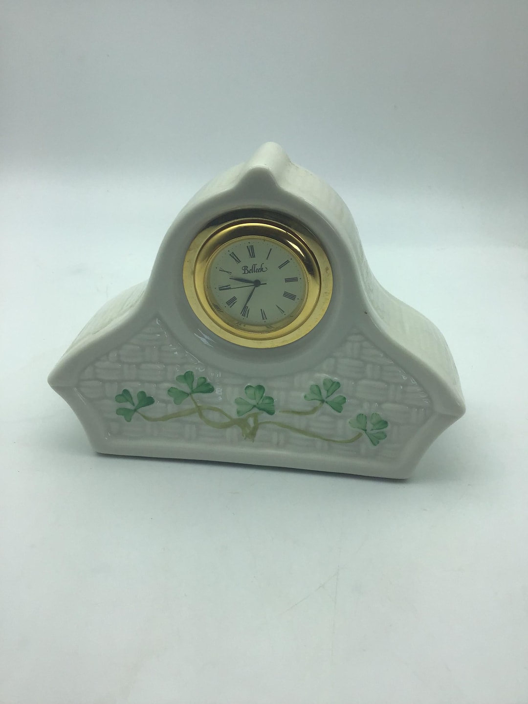 Traditional Irish Belleek Clock, Porcelain Clock, Shamrock, Quartz - Etsy