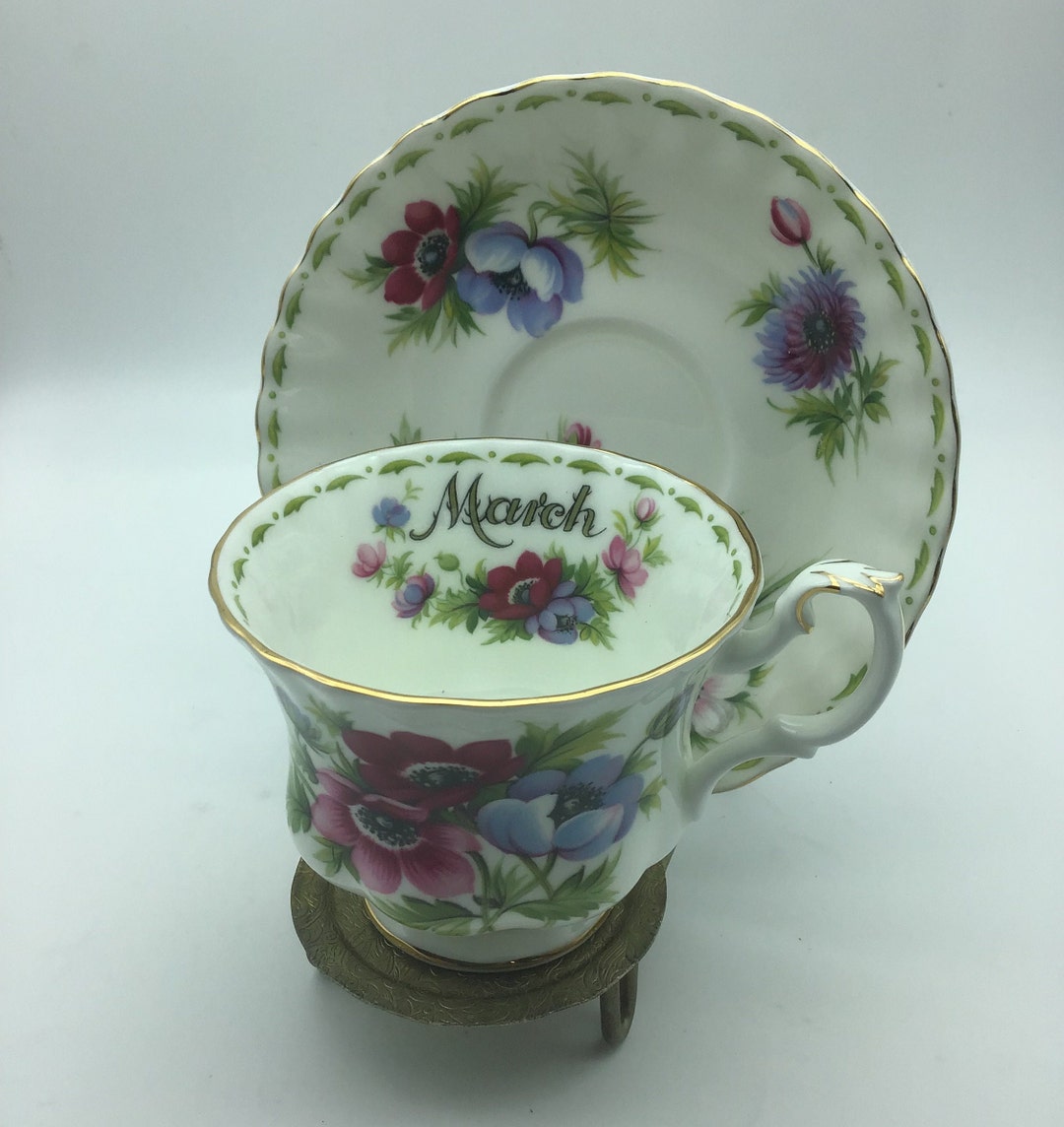 Royal Albert March Flower of the Month Tea Cup & Saucer,anemones, Pink ...
