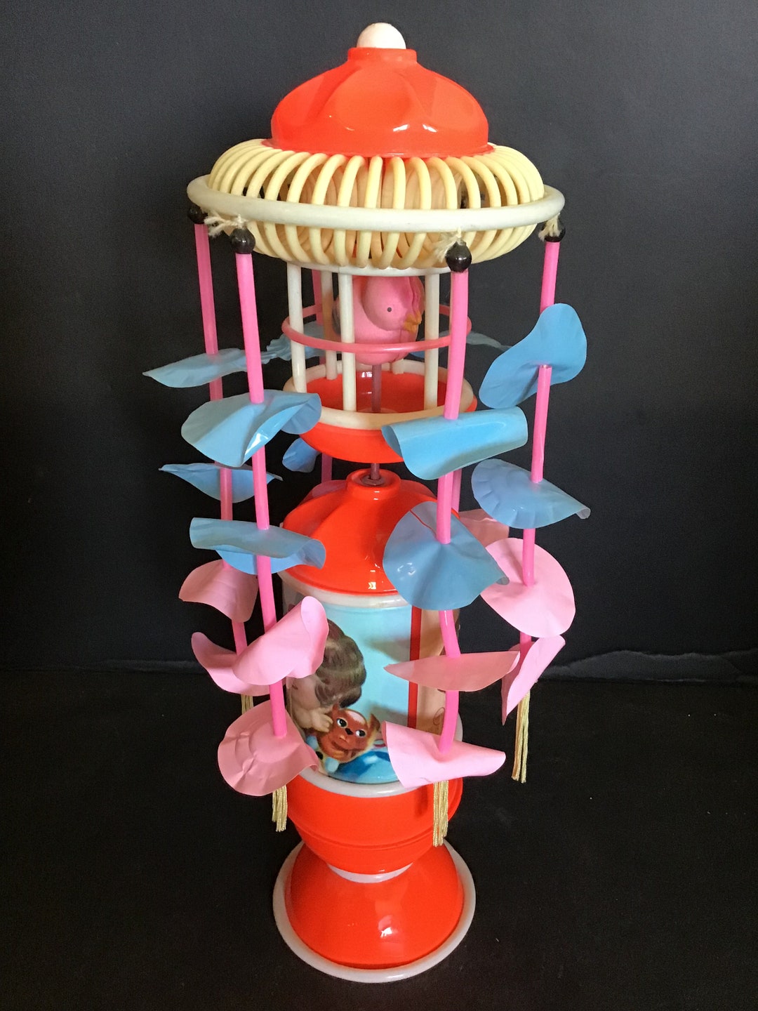 Vintage Wind up Carousel, Rotating Musical Plastic Kids Toy,made in ...