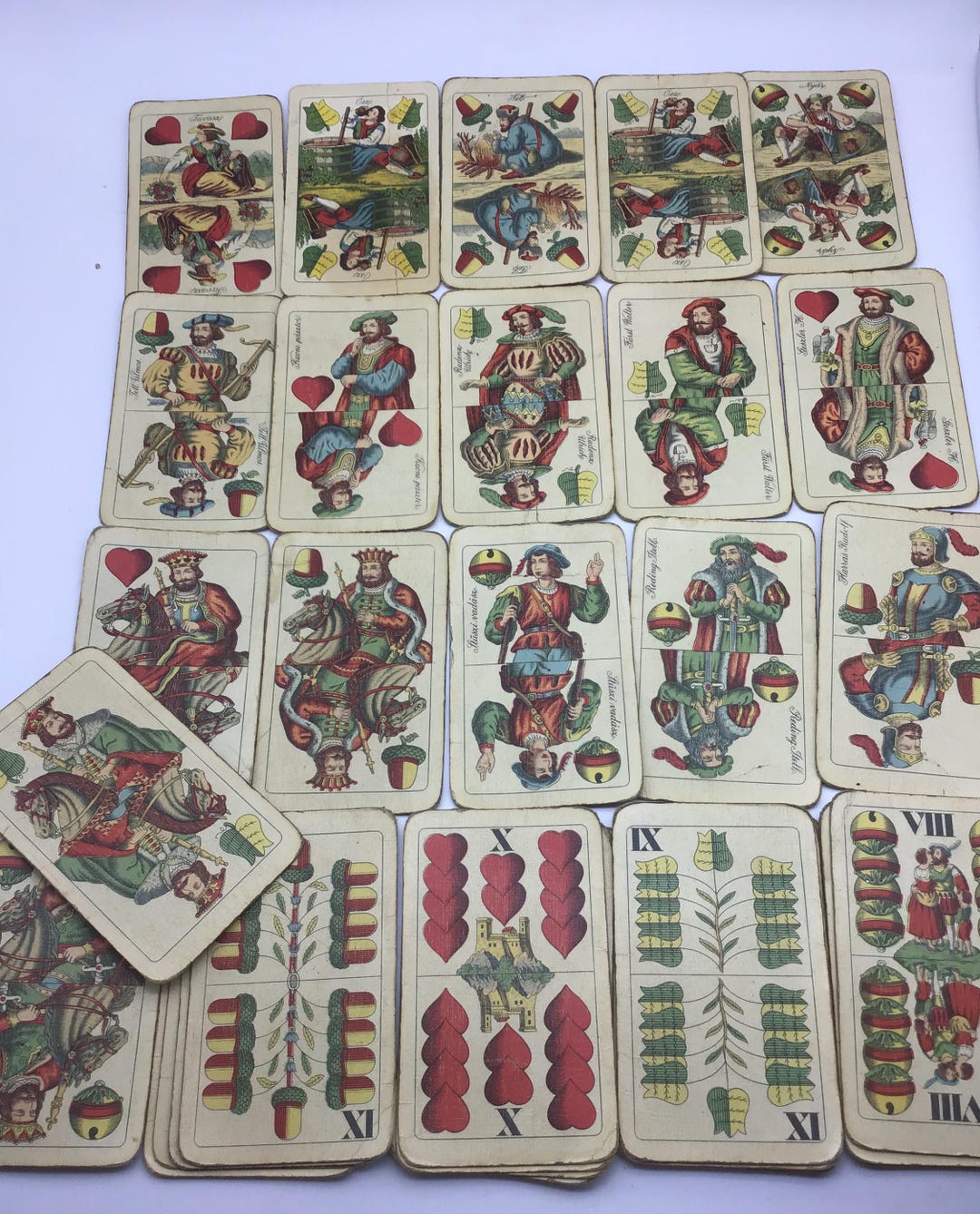 Antique Hungarian Playing Cards, Deck of 32 Playing-tarot(?)card Games ...