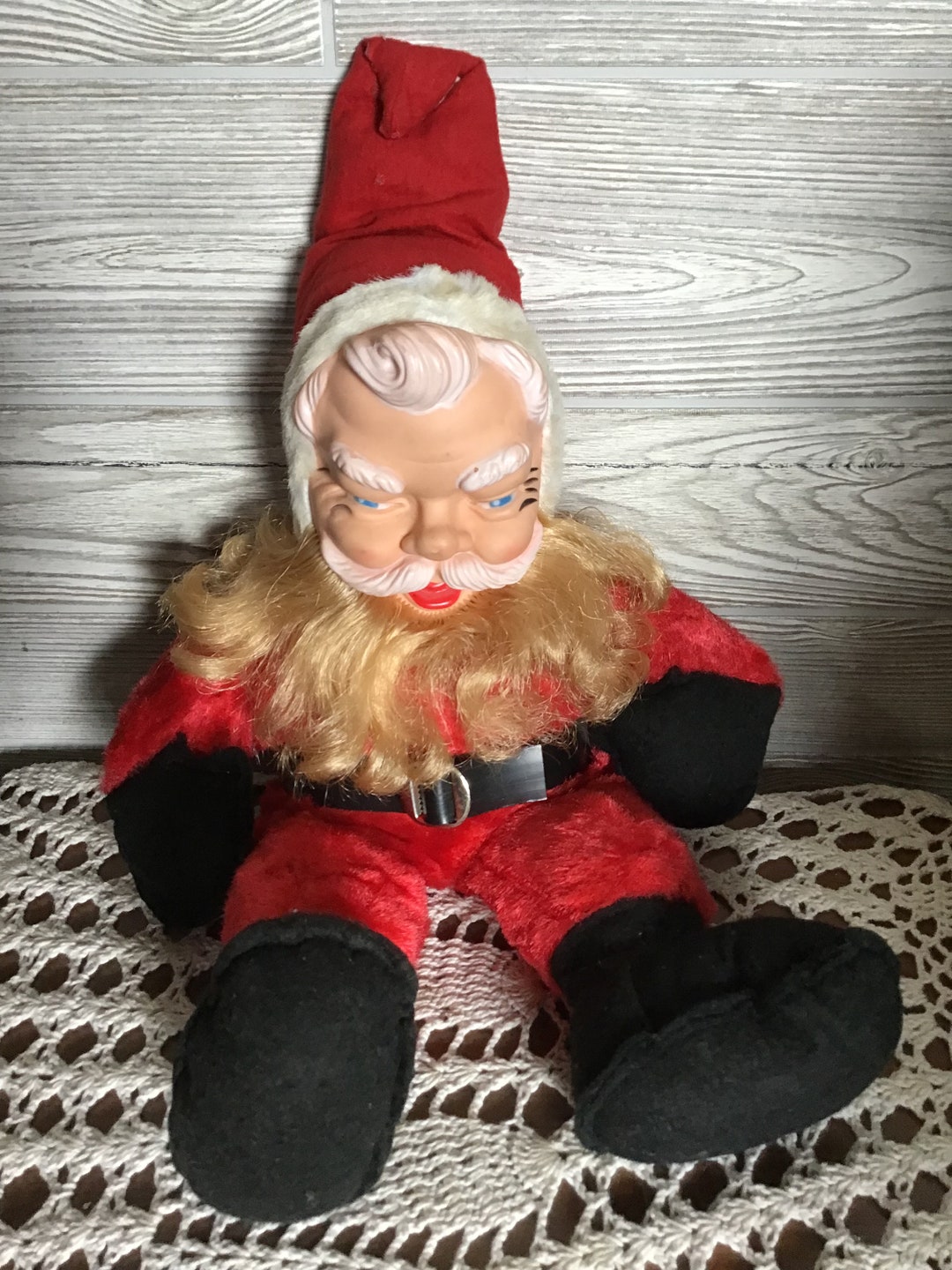Vintage Rubber Face Santa,1960s Stuffed Santa Doll - Etsy