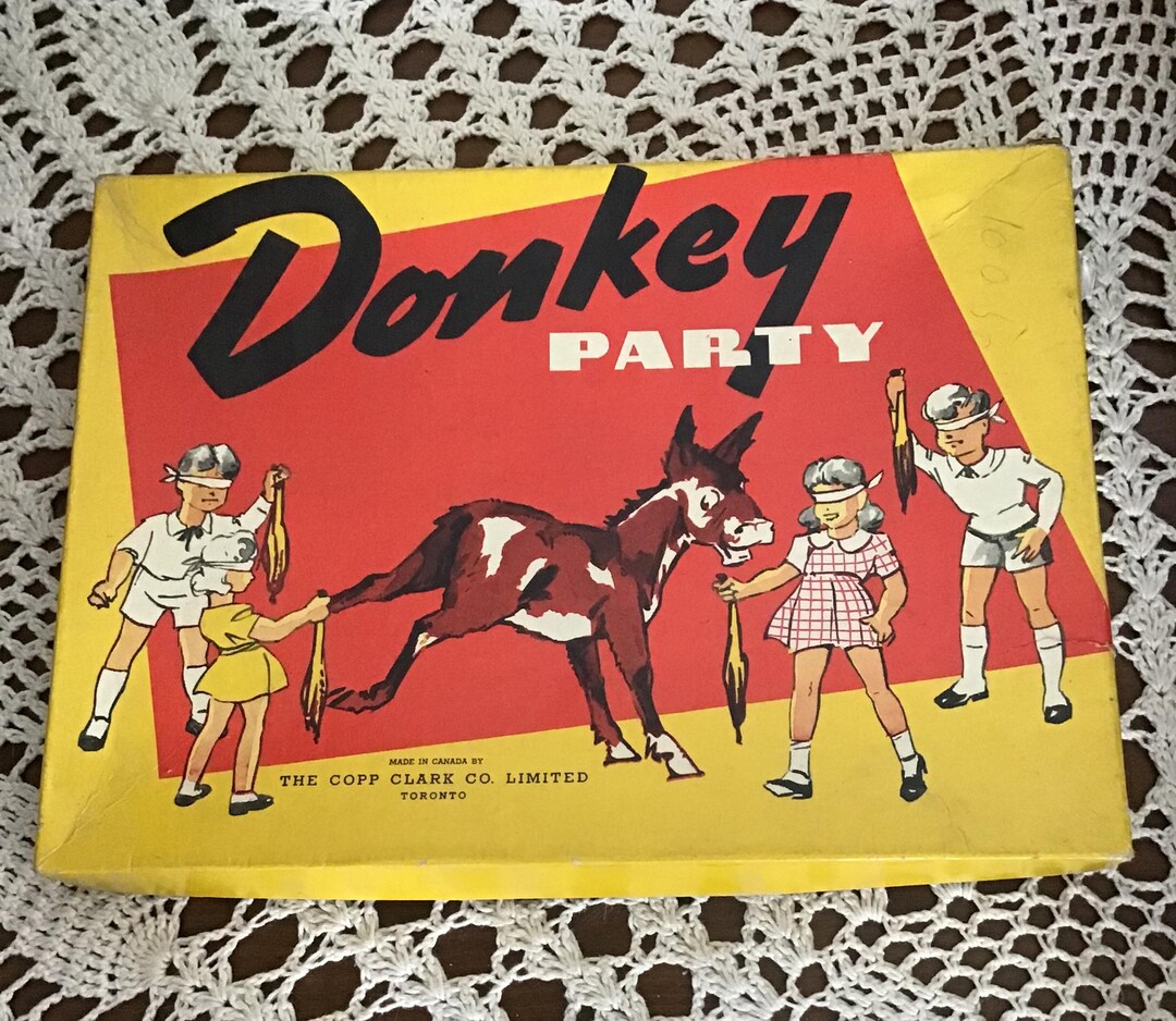 Vintage Donkey Party Game, Pin the Tail on the Donkey Game,birthday ...