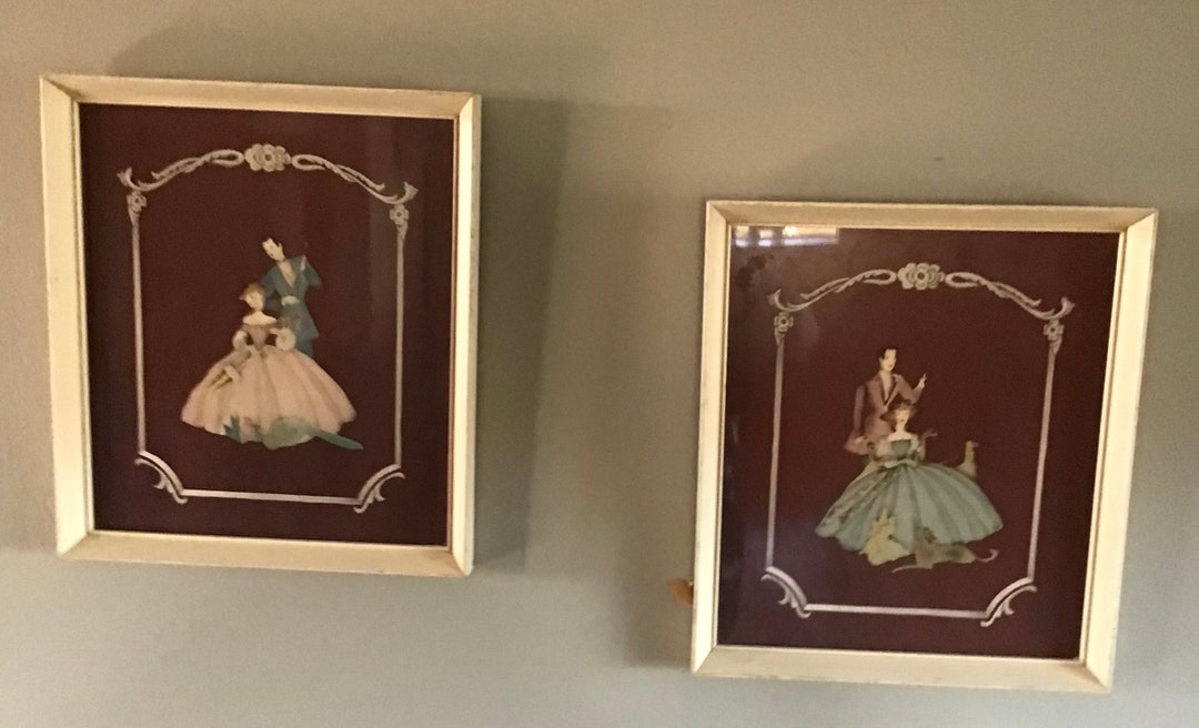 Edwardian Couple Lithograph Prints,pair of Vintage Prints,woode Frames ...