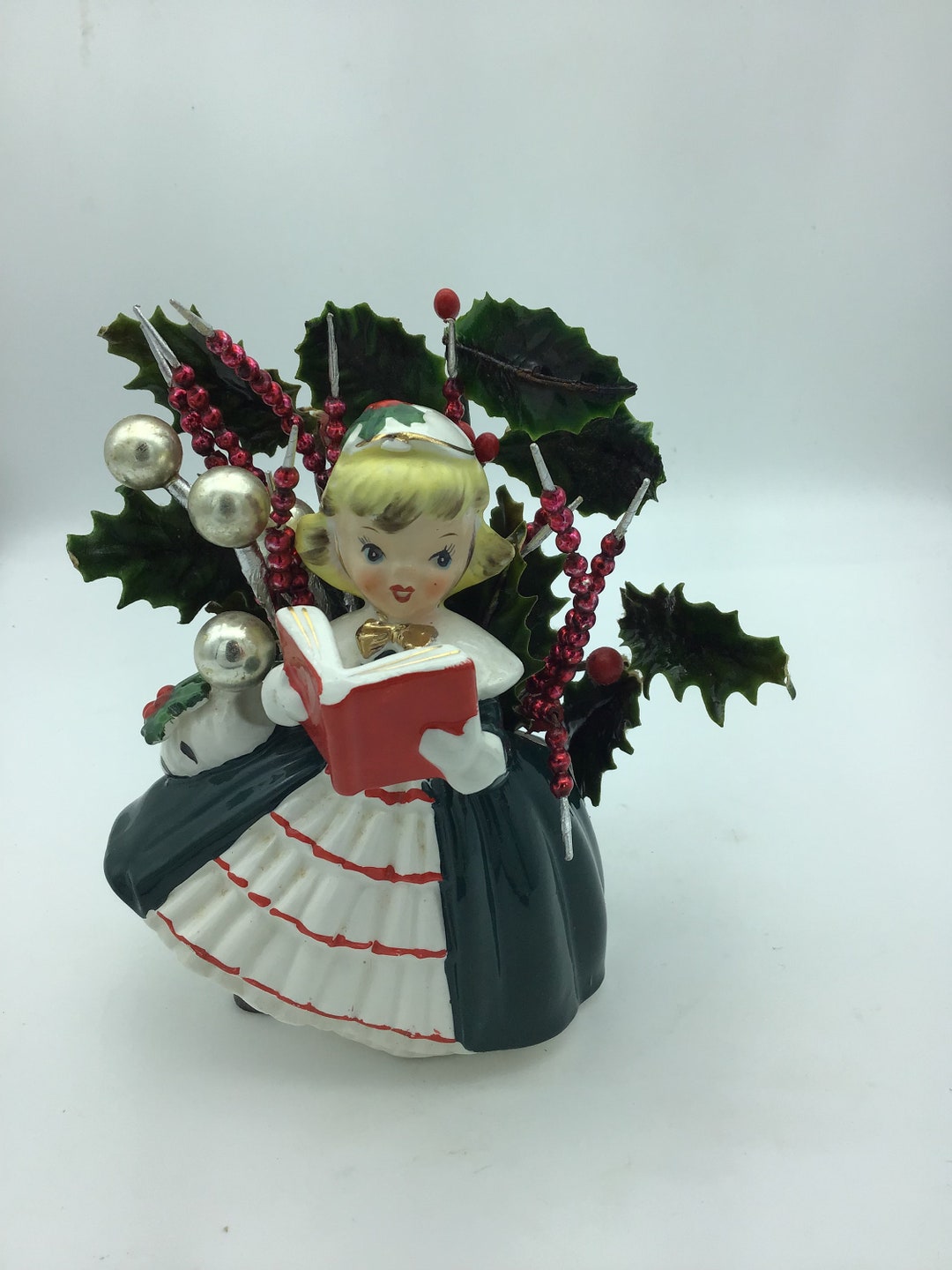 Vintage Napco Christmas Planter,choir Girl With Green Dress,japan ...