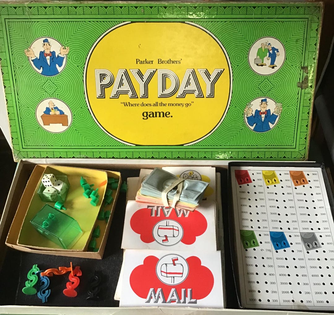 Vintage 1974 Payday Board Game, Family Fun Board Game,pretend Money ...