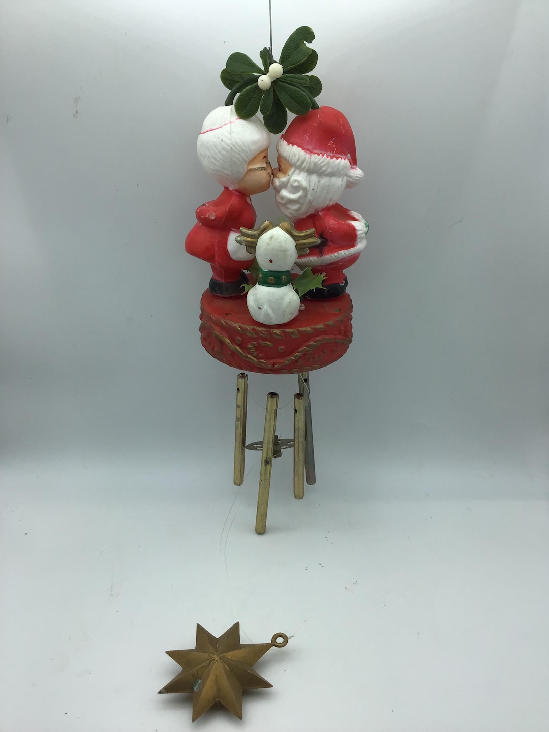 Vintage Christmas Wind Chimes,hanging Mr & Mrs Claus Chimes, Vintage ...
