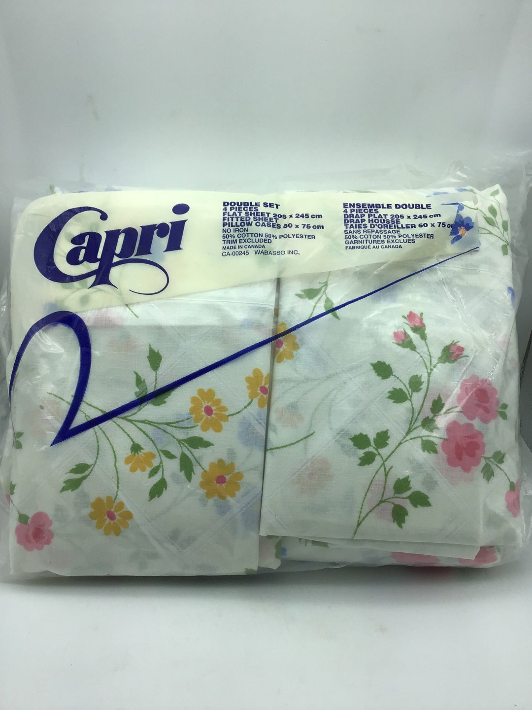 Vintage Capri Double Sized Sheet Set, New in Package Floral Design ...