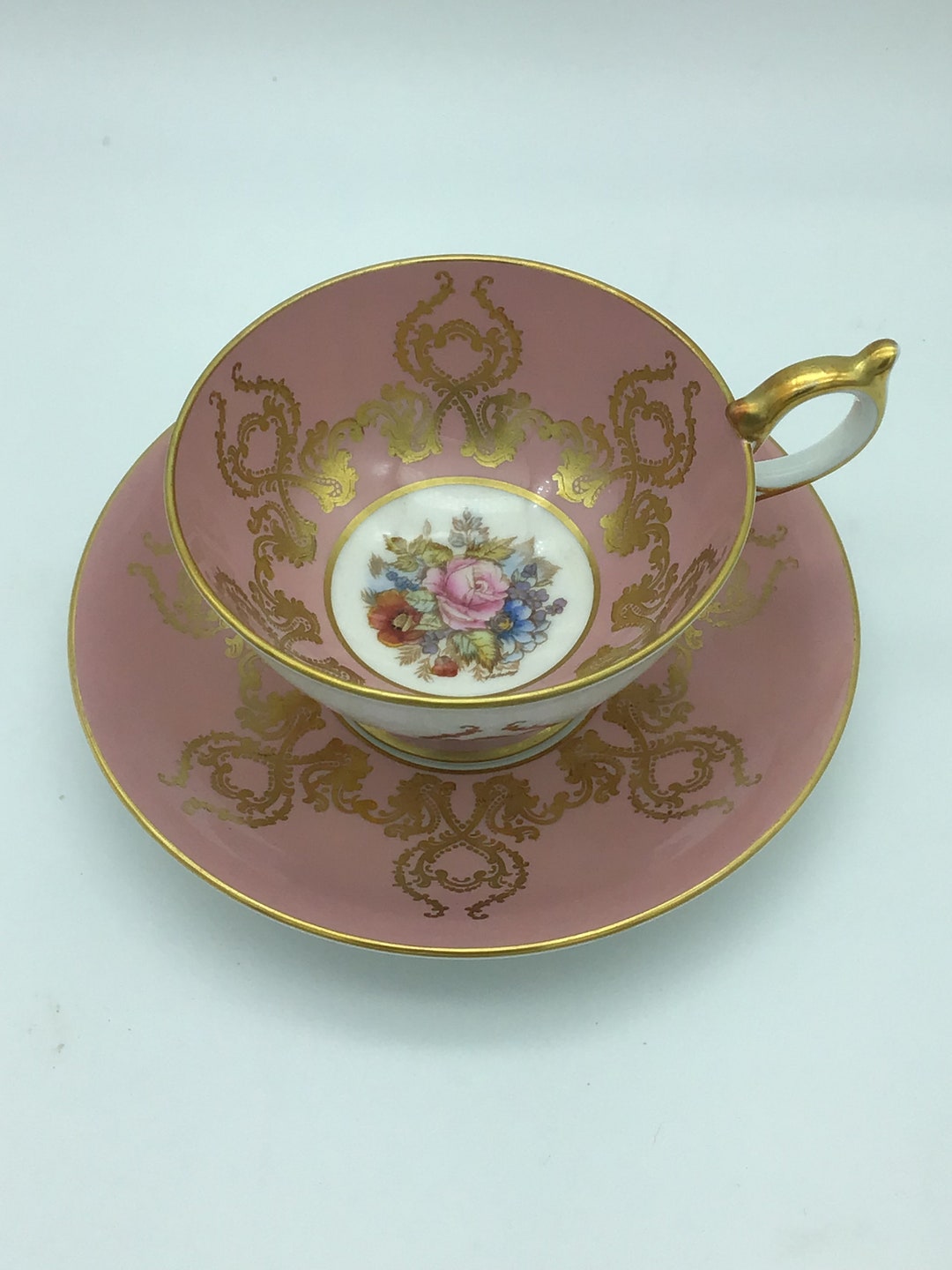 Aynsley J A Bailey Tea Cup,athens Pink Floral Teacup and Saucer,hand ...