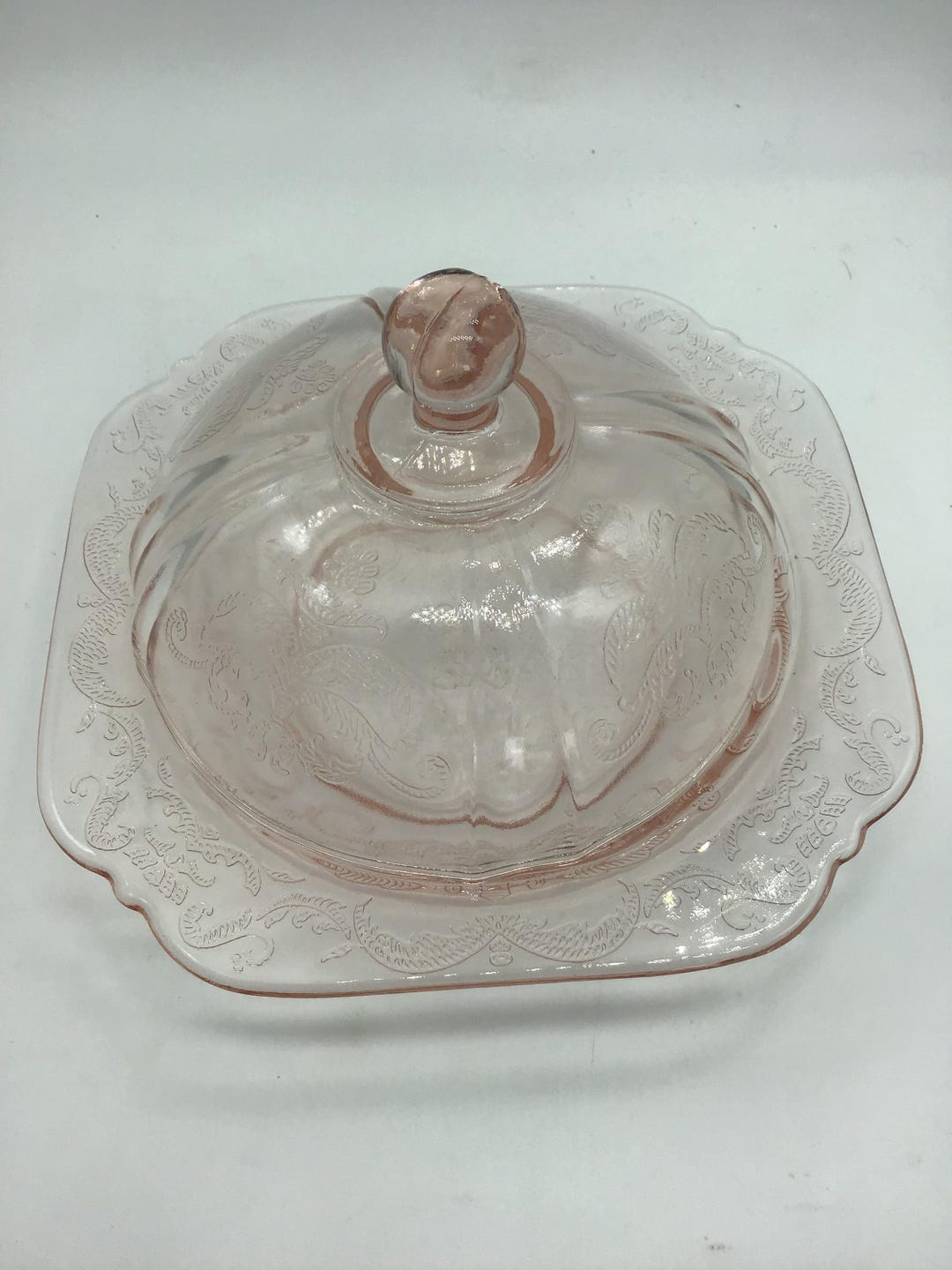 Vintage Pink Depression Glass Butter Dish, Indiana Pattern,diamond Cut ...