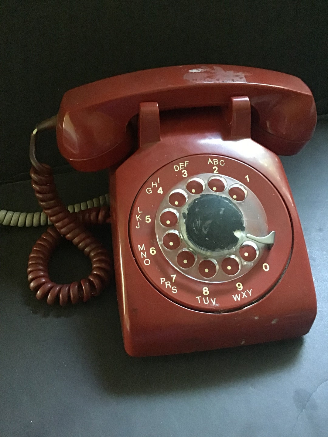 Red Rotary Phone, Vintage Retro Dial up Telephone, 1970s Working Phone ...