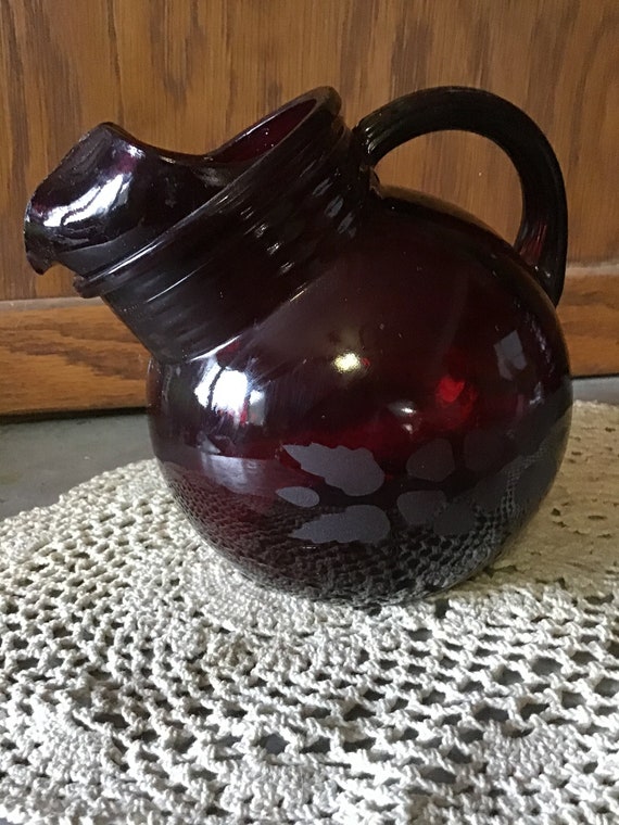Anchor Hocking Royal Ruby Pitcher Cornflower Pitcher - Etsy