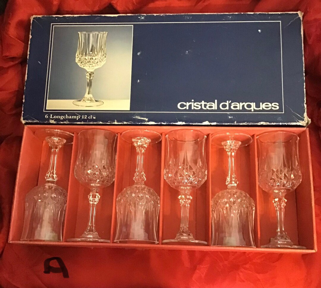 Vintage Crystal D’arques Wine Glass, Lead Crystal Glasses,diamond Cut ...