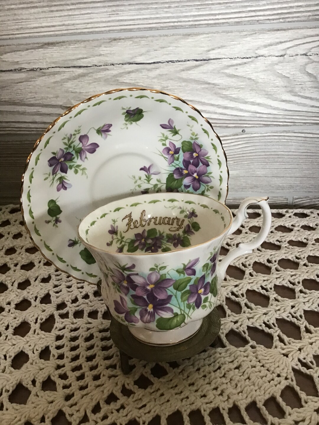 Royal Albert February Tea Cup and Saucer, Flower of the Month, Violet ...