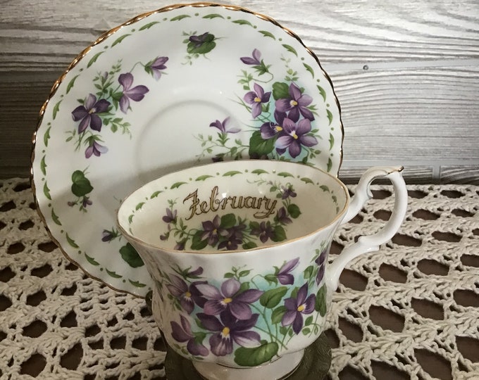 Royal Albert February Tea Cup and Saucer, Flower of the Month, Violet ...