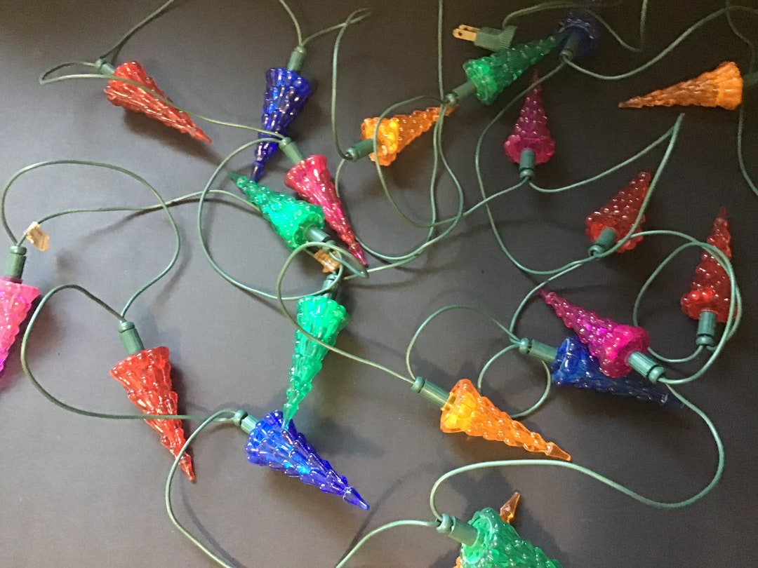 Vintage Tree Shaped Christmas Light Covers, Multi Coloured Mid Century ...