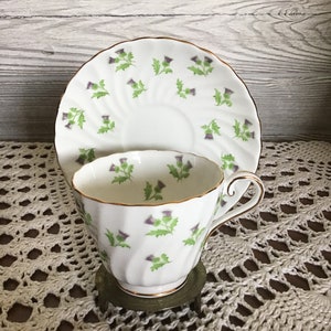 Vintage Aynsley Tea Cup, Purple Thistle Teacup With Swirl Pattern - Etsy
