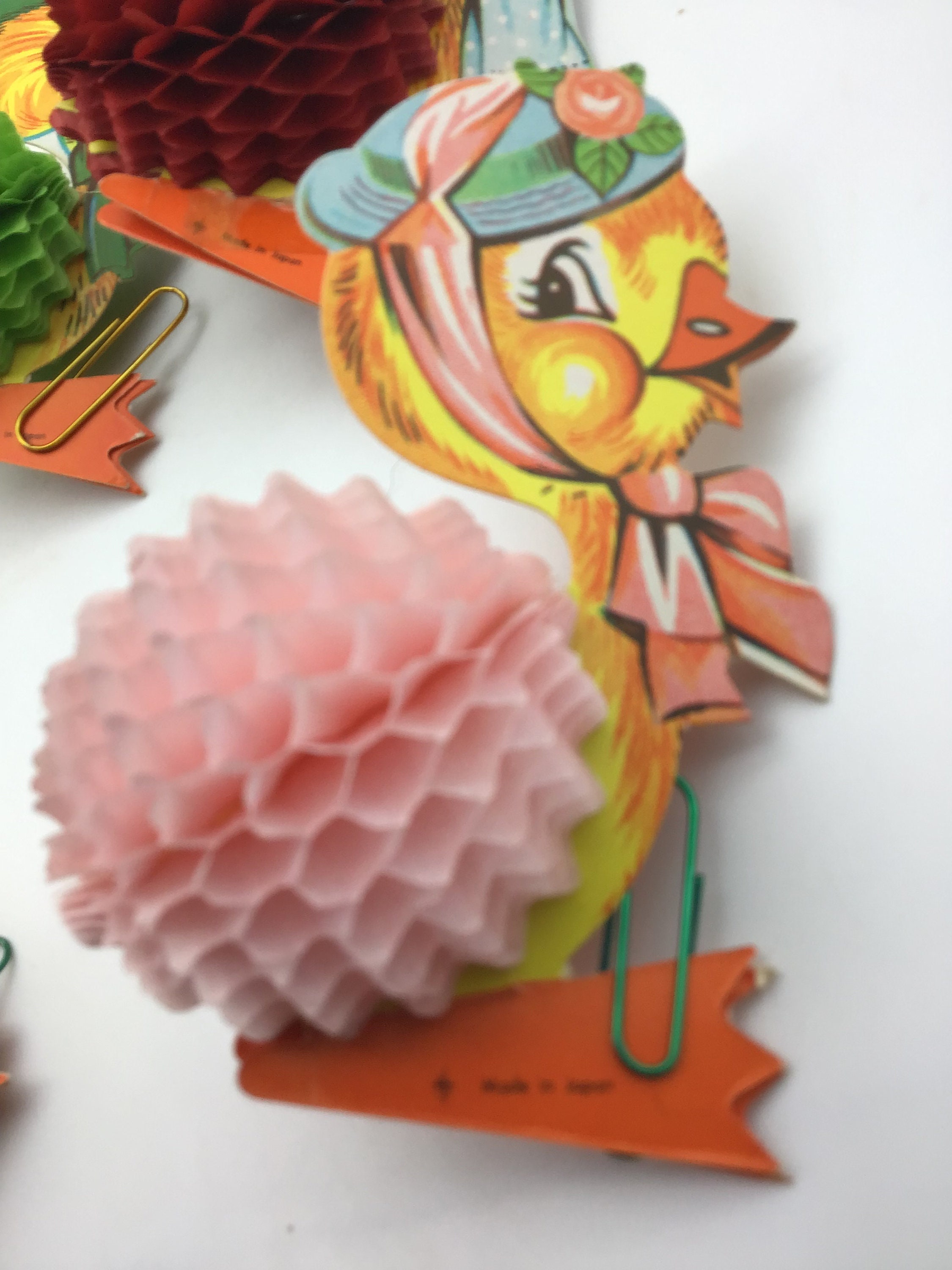Vintage Honeycomb Chicks,paper Easter Decorations,set of 5 MCM Easter ...