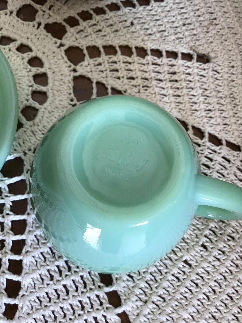 Vintage Fire King Jadeite Tea Cup & Saucer, Jadeite Restaurant Ware ...
