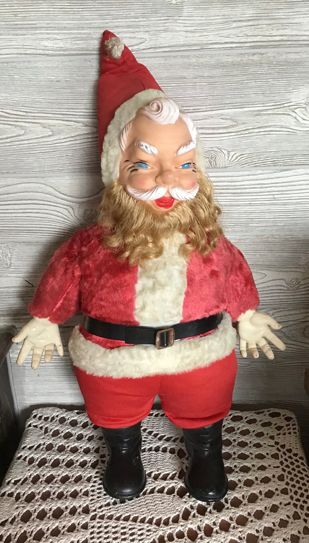 Vintage Rubber Face Santa,1960s Stuffed Santa Doll,rubber Hands 25 ...