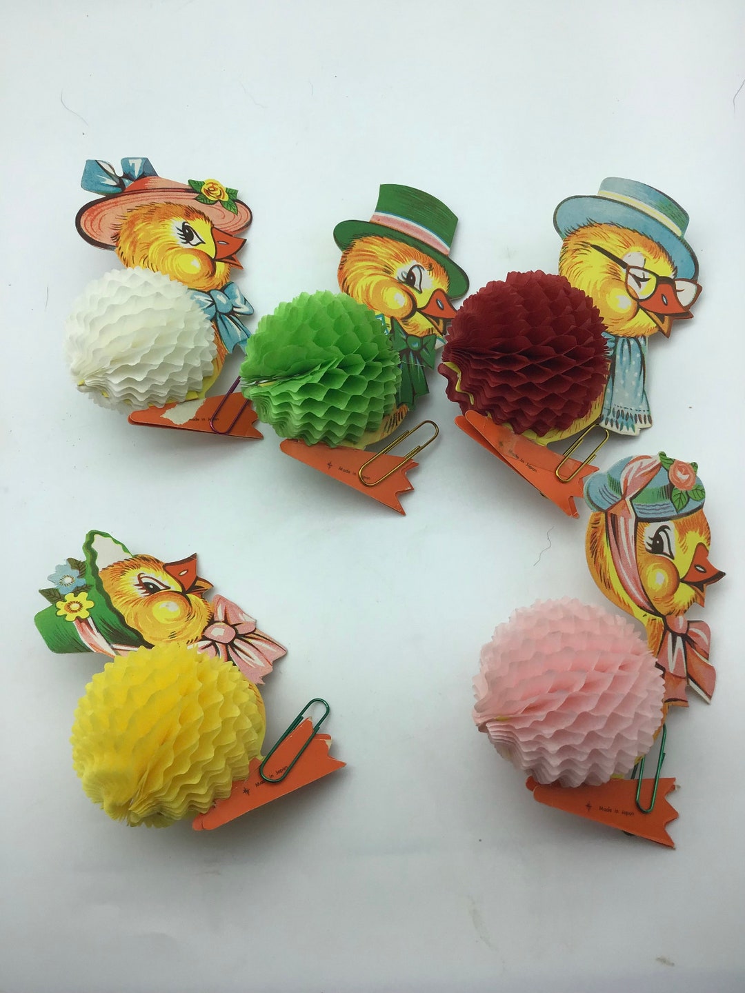 Vintage Honeycomb Chicks,paper Easter Decorations,set of 5 MCM Easter ...