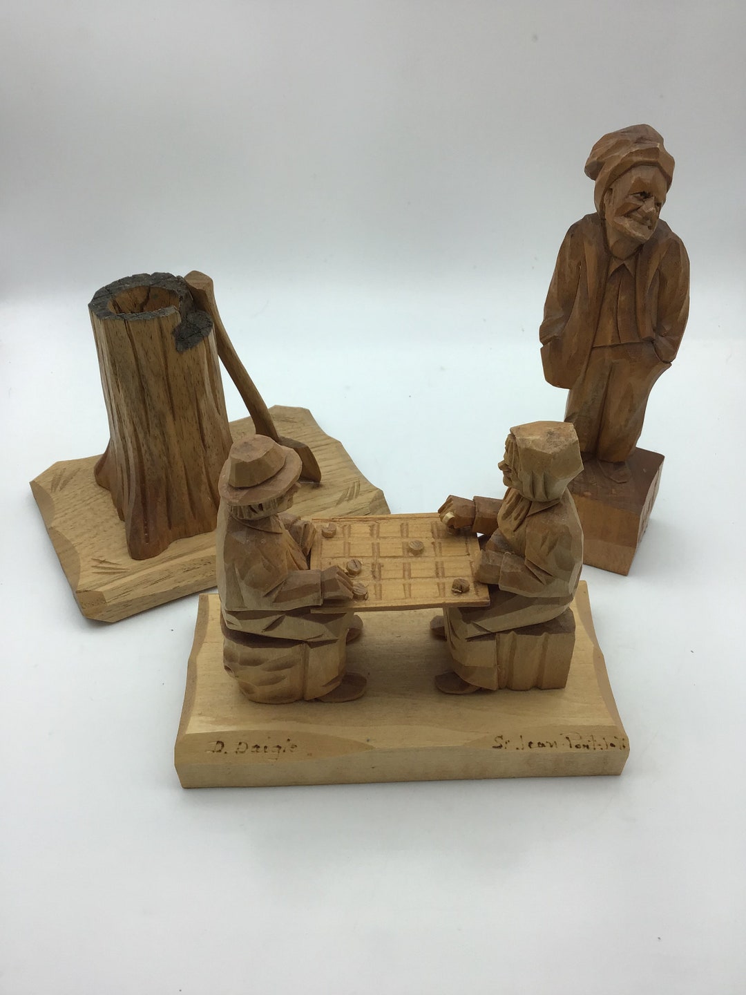 Vintage Canadian Wooden Folk Art, Quebec Folk Art Figures, Signed ...