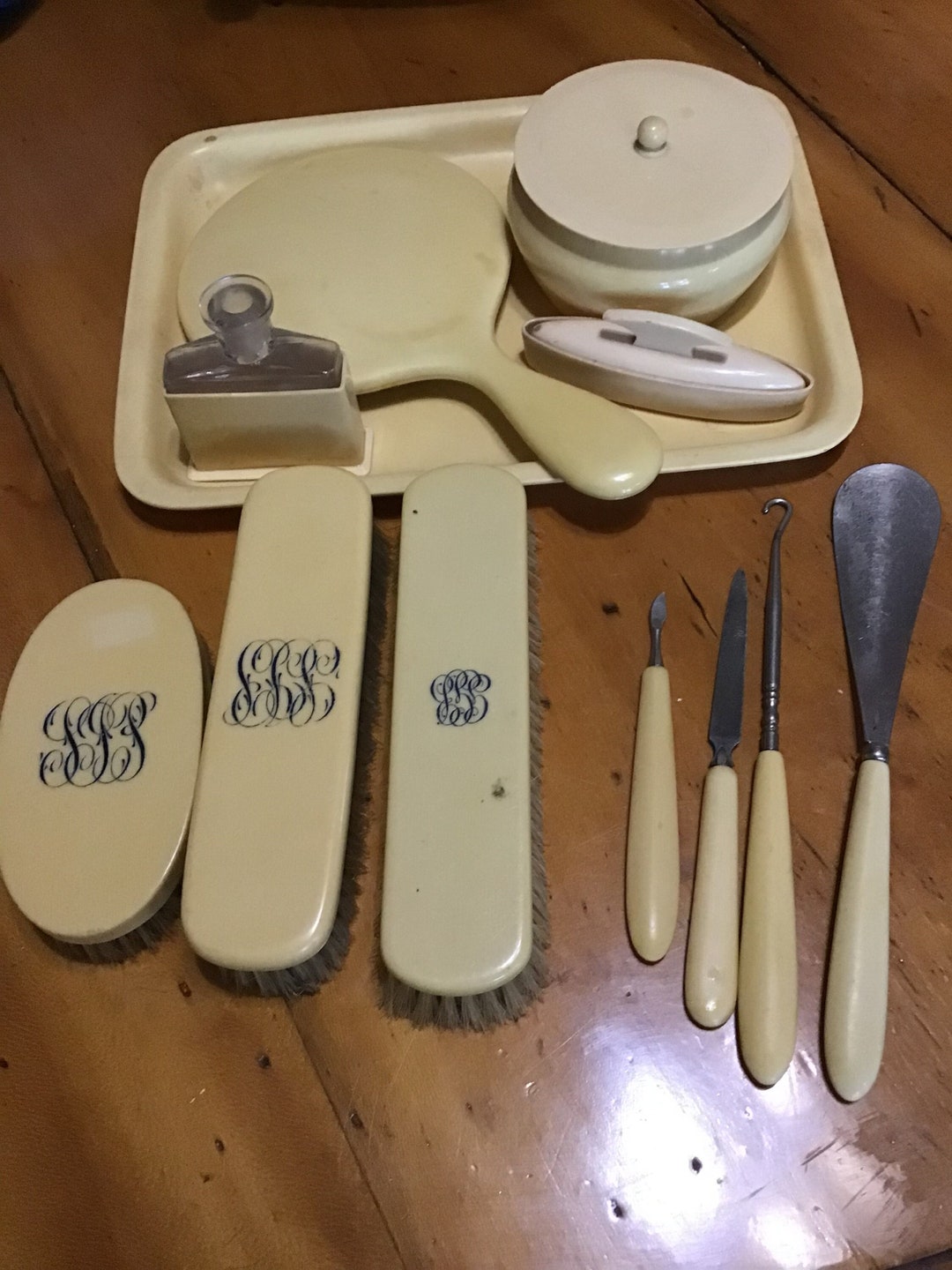 Antique French Ivory Dresser Set, Bakelite Manicure Set, - Etsy