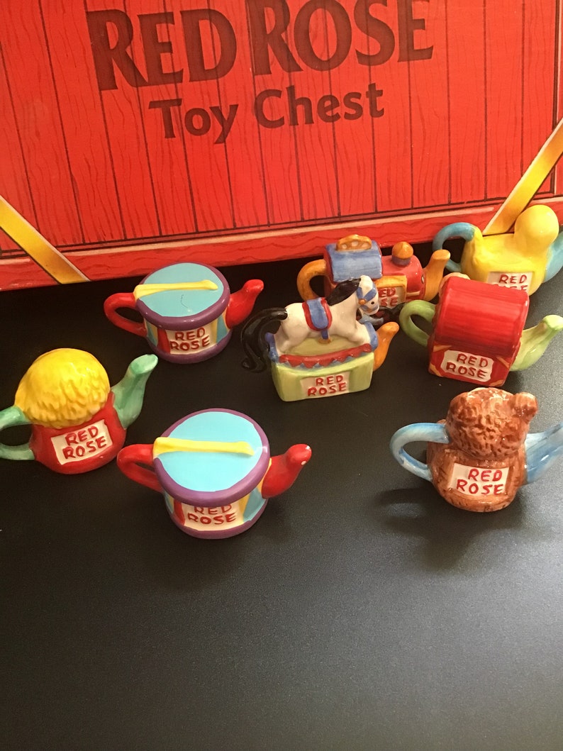Red Rose Miniature Tea Pots,rocking Horse,teddy Bear,duck,houses - Etsy