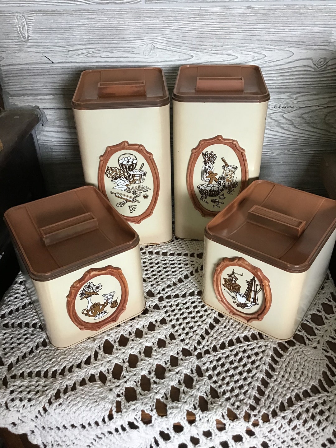 Ekco Kitchen Stackable Canister Set,retro Tin Canister, Farmhouse Decor ...