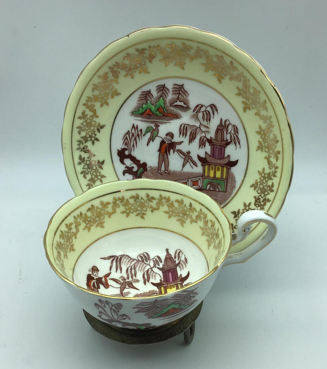 Victoria C & E Tea Cup and Saucer,asian Farm Scene,#265 Fine Bone China ...