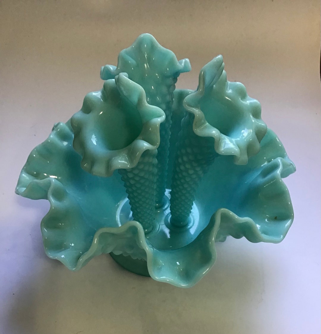Fenton Blue Hobnail Epergne, 4 Piece Turquoise Milkglass Epergne - Etsy
