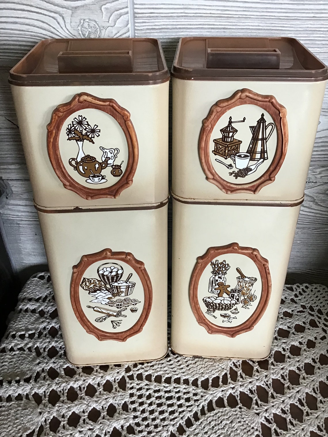 Ekco Kitchen Stackable Canister Set,retro Tin Canister, Farmhouse Decor ...