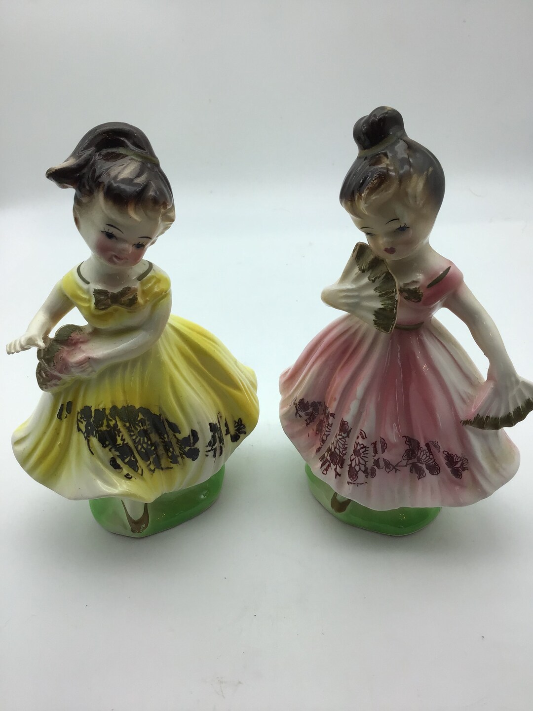 Vintage Porcelain Dancing Ladies, Made in Japan, Lady With Fans ...