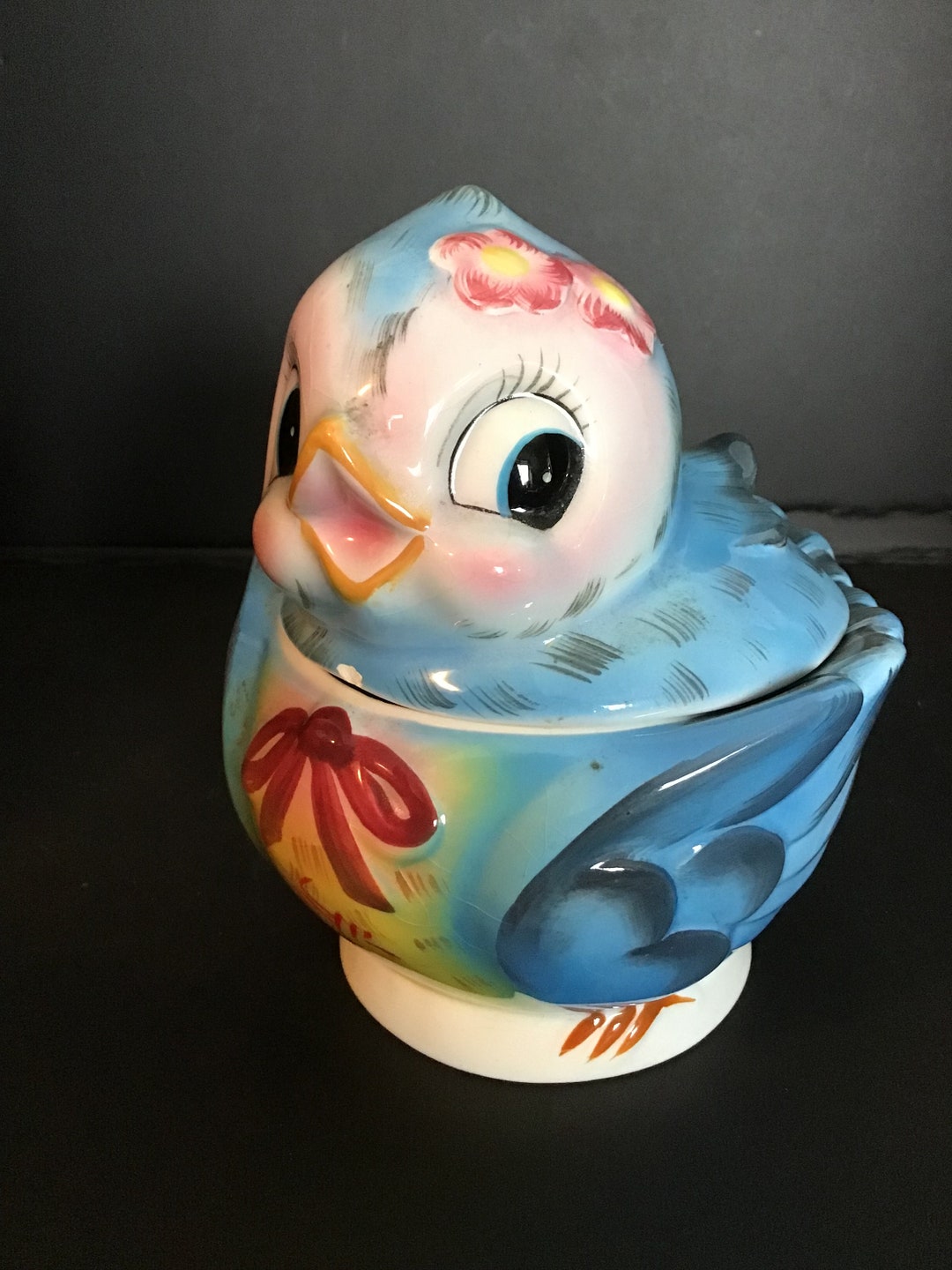 Vintage Lefton Bluebird Jam Jar,1950 Blue Bird, Anthropomorphic Birds ...