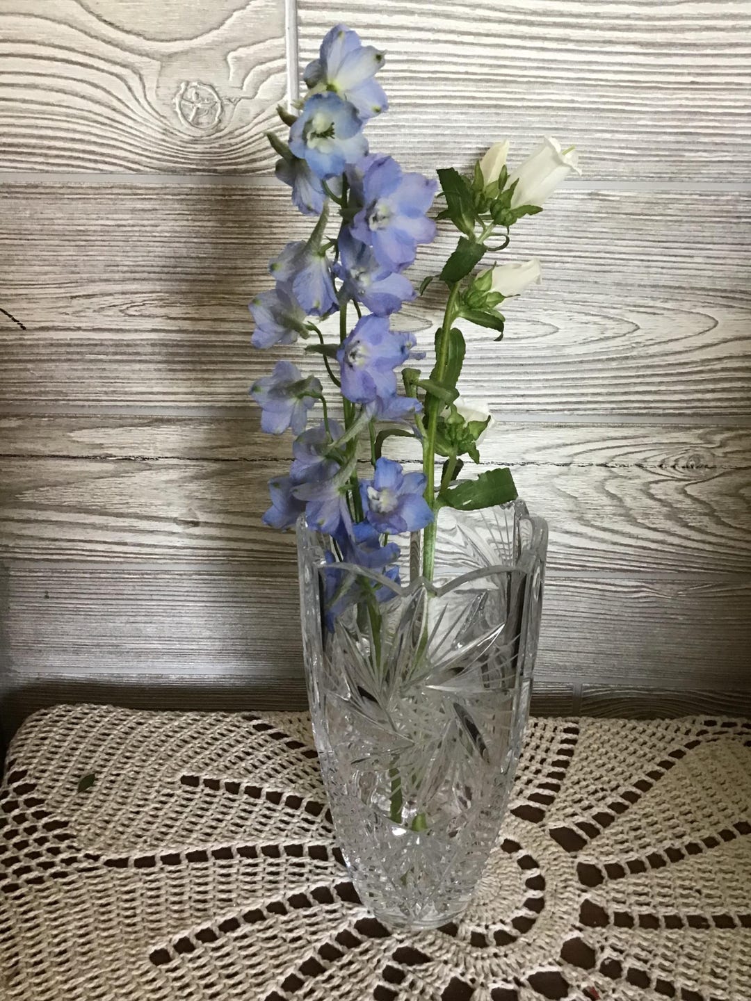 Pinwheel Crystal Vase, Clear Glass, Pinwheel Pattern, Etched Glass,lead ...