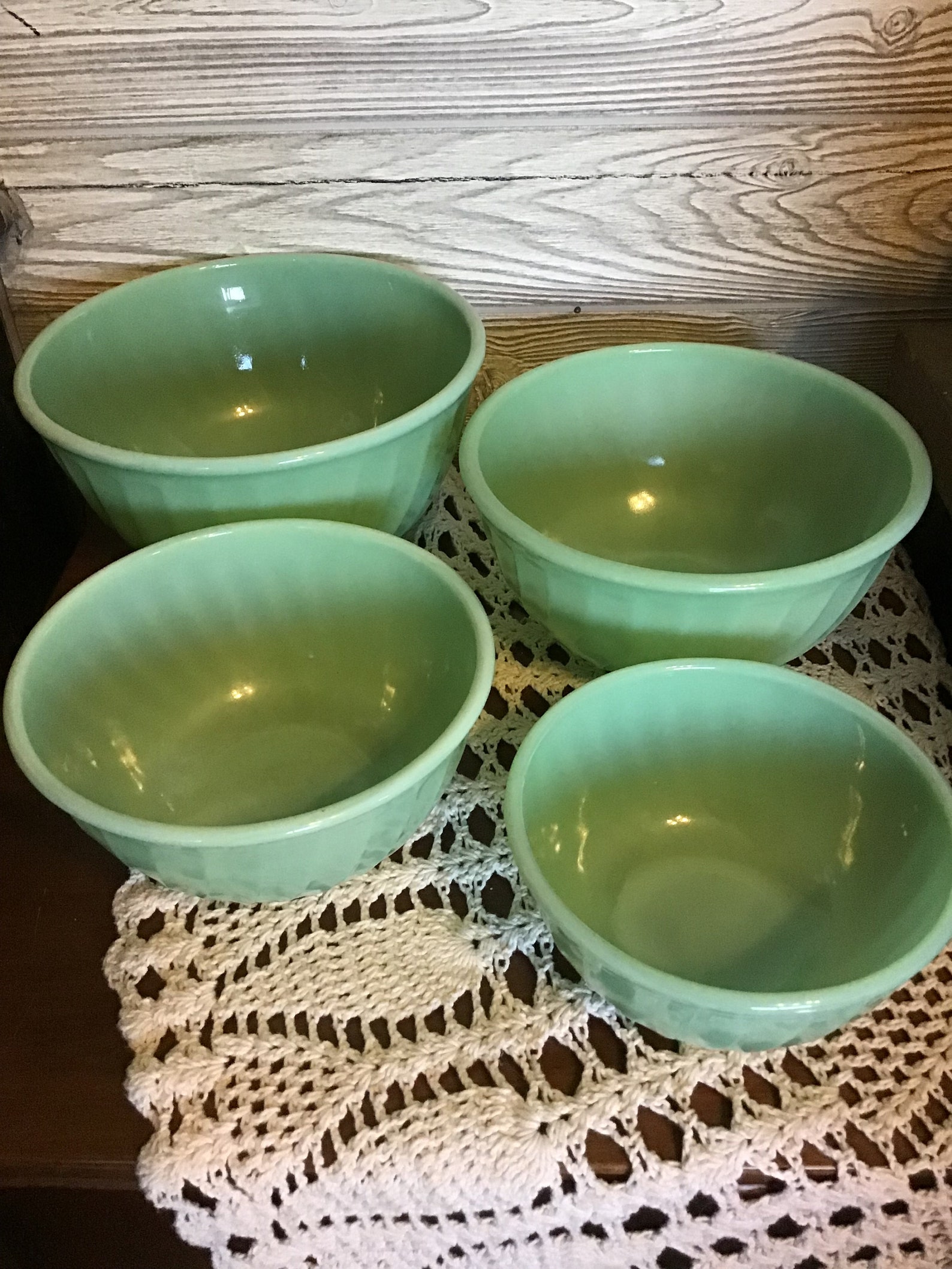 Vintage Fire King Jadeite Swirl Bowls, Jadeite Nesting Bowls,set of 4 ...