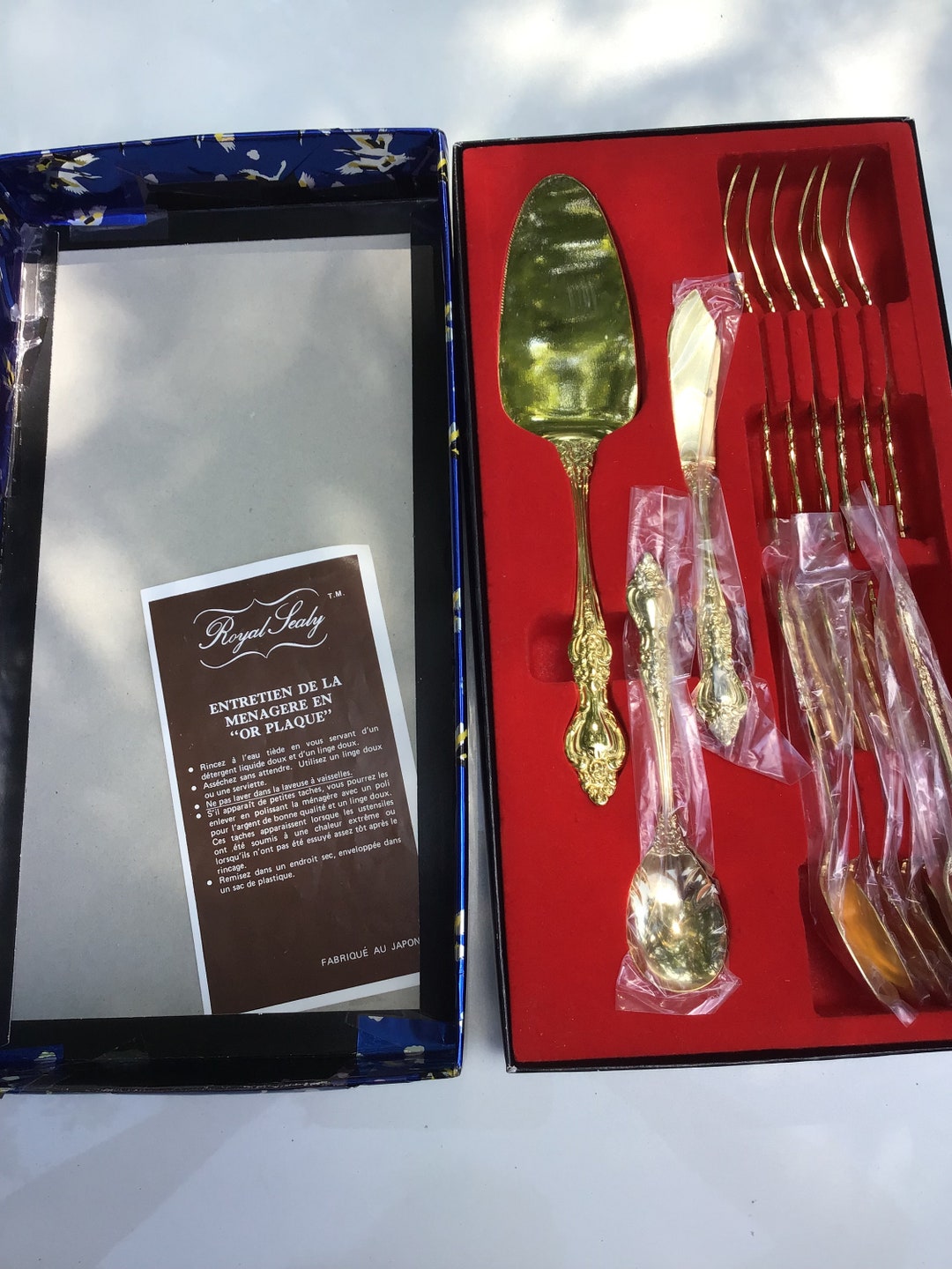 Gold Plated Cutlery, 15 Piece Dessert Set, Royal Sealy,pastry Server ...
