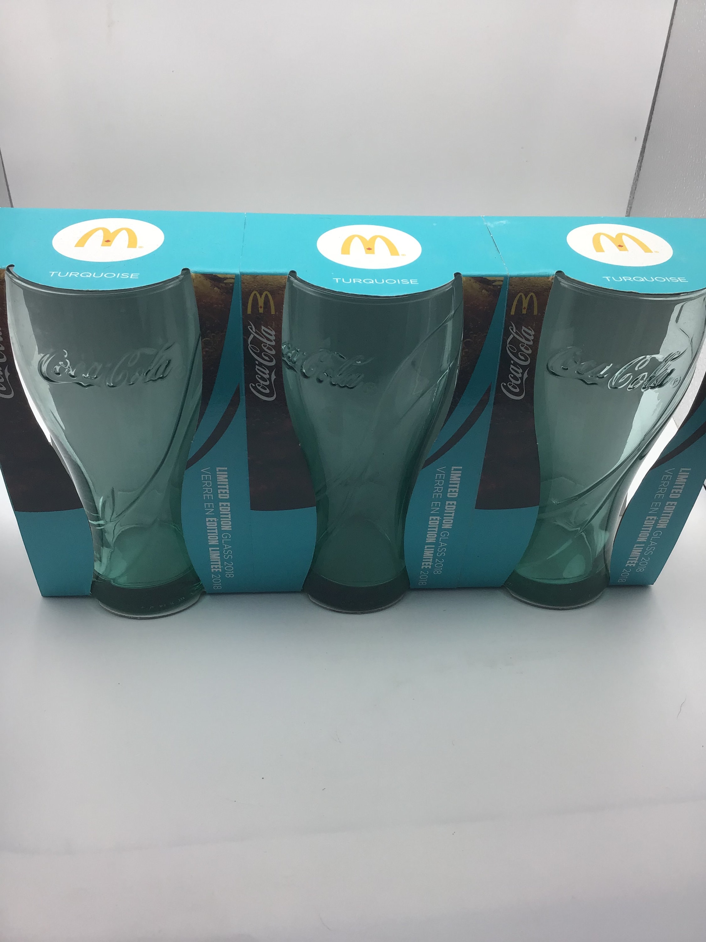 Coca-cola Turquoise Glasses,set of 3 Coke Tumblers,original Boxes,coke ...
