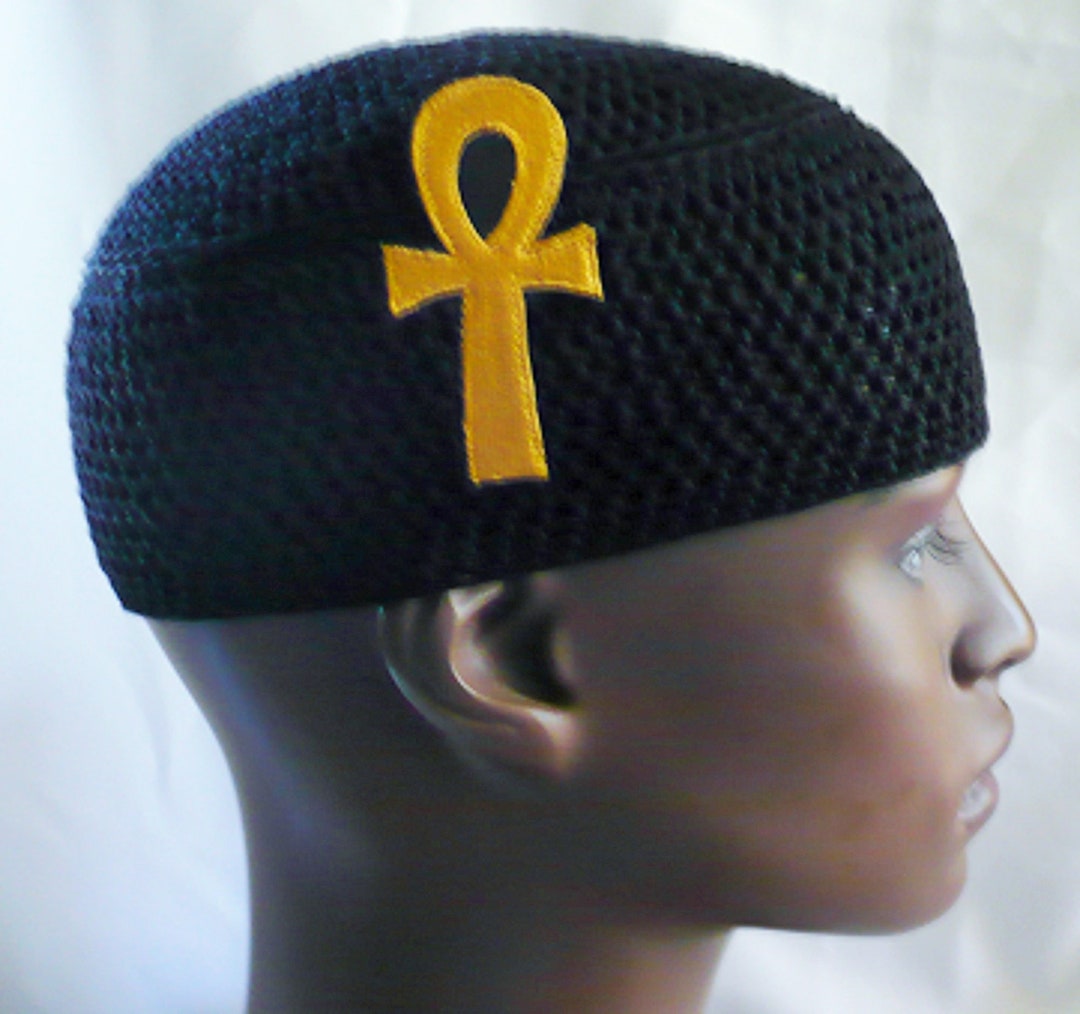 A Gold Ankh Patch on the Side of the Egyptian Kufi - Etsy