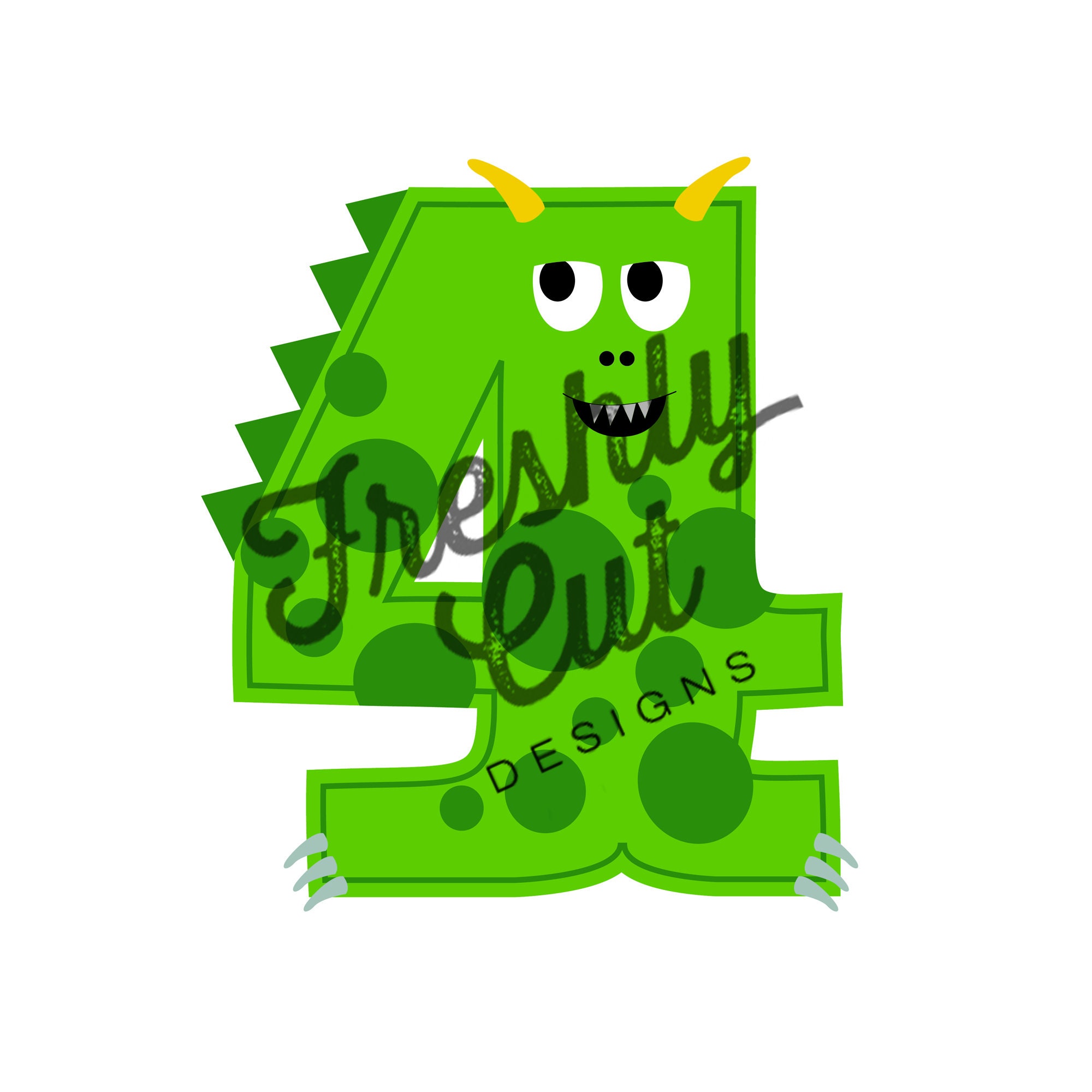 Dinosaur Fun Number 4 Red Blue and Green | Etsy