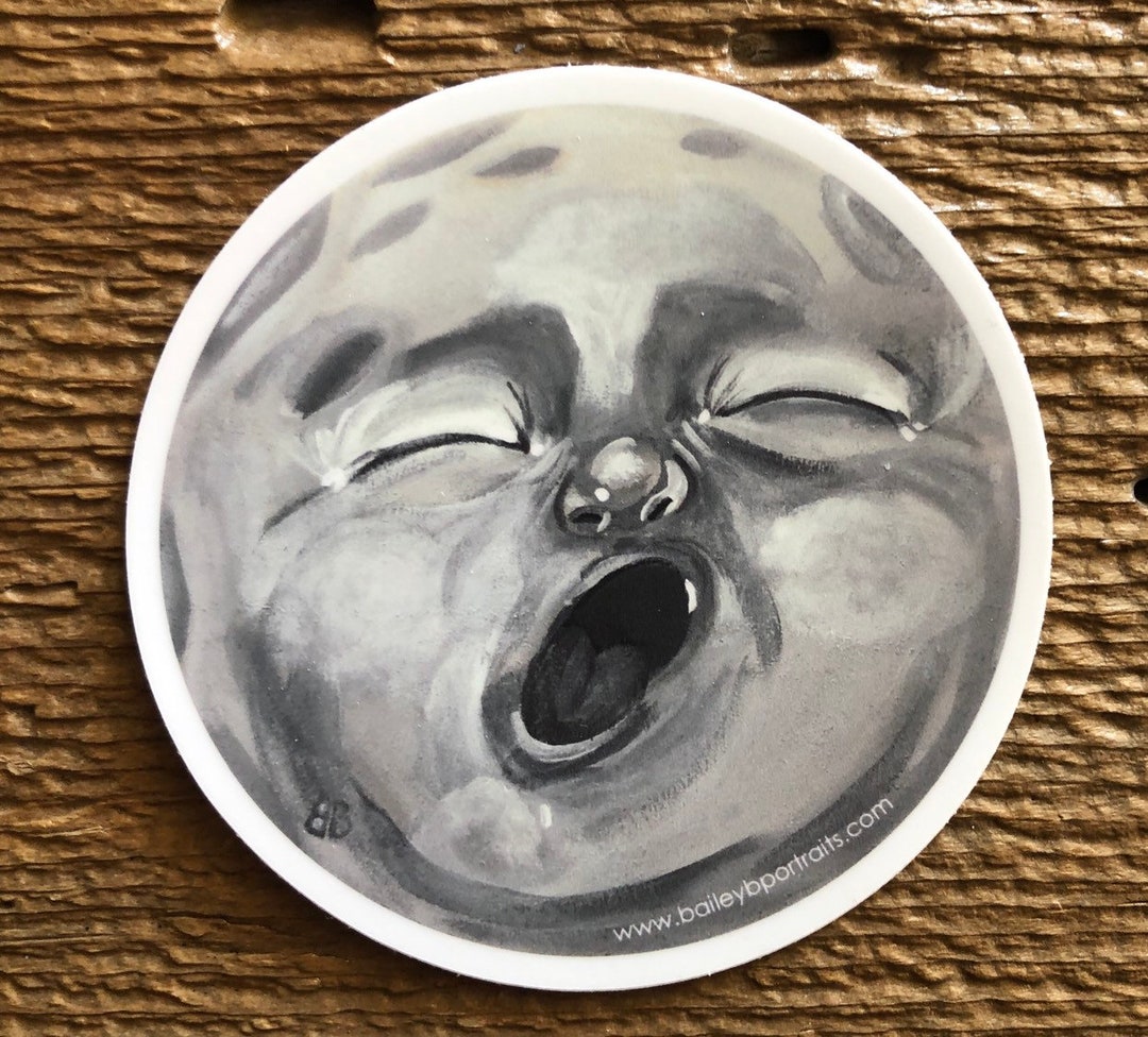 Yawning Moon Vinyl Sticker by Bailey Berendsen - Etsy