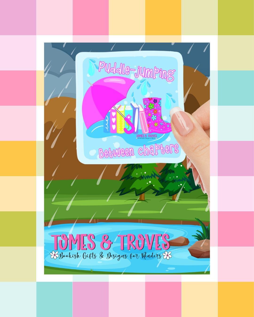 Rainy Day Puddle Jumping Drawn Stickers, Cute Animal Stickers, Laptop ...