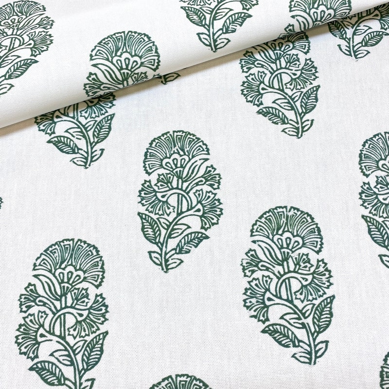 Green Block Print Fabric - Etsy