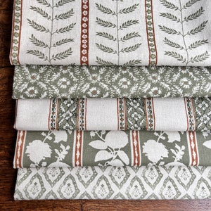 CELINA BLOCK PRINT Linen/cotton Fabric, Price per 1/2m - Etsy