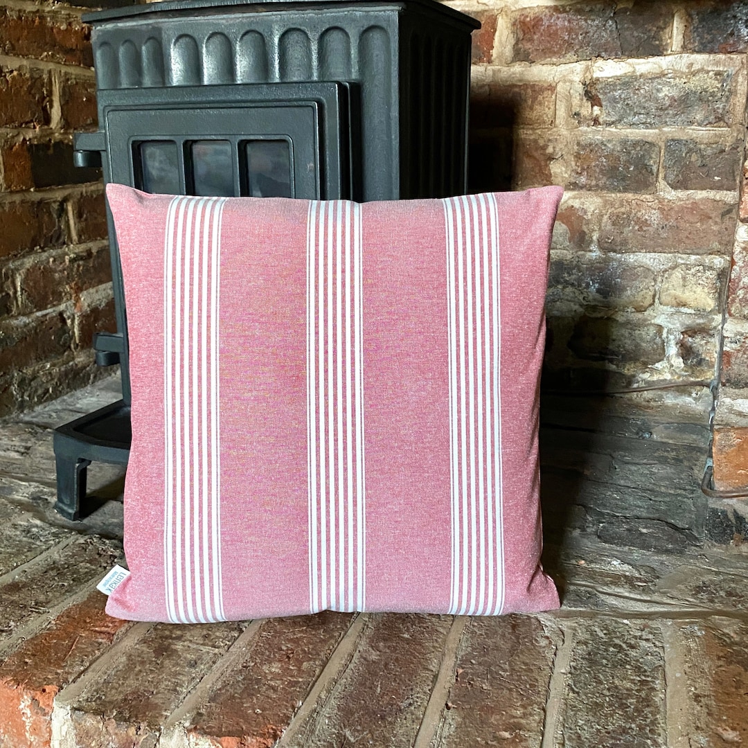 1106. Handmade FAUSTA Red Stripe Poly Cotton Cushion Cover, Various ...