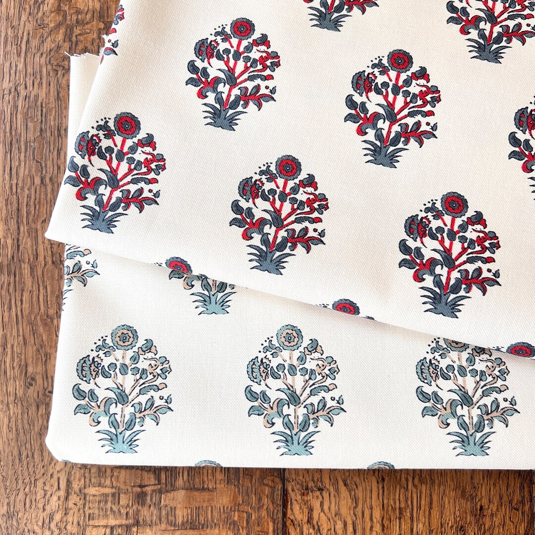 SARITA Block Print, 100% Organic Cotton Fabric, Double Width 280 Cm ...