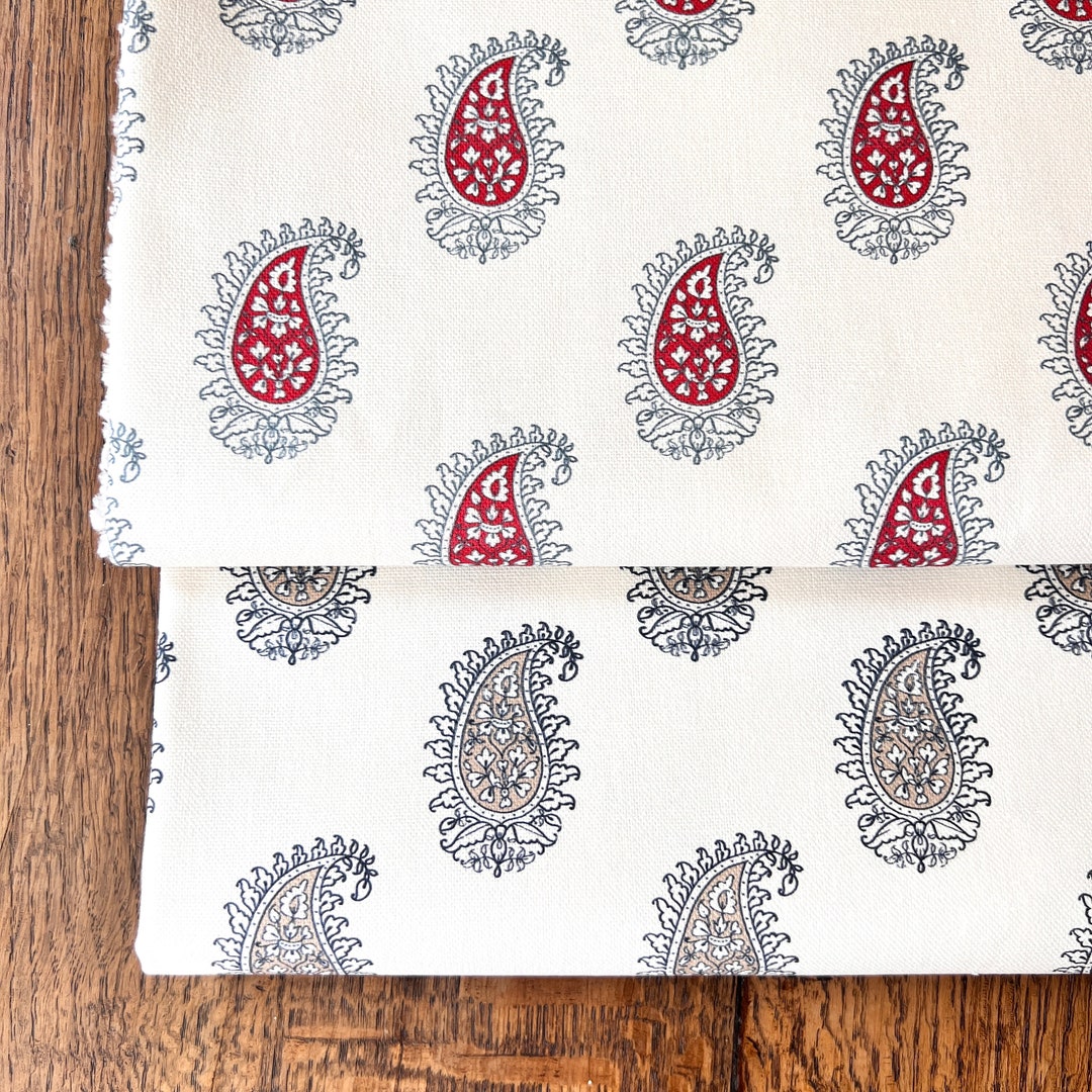AJAY, Paisley Block Print, 100% Organic Cotton Fabric, Double Width 280 ...