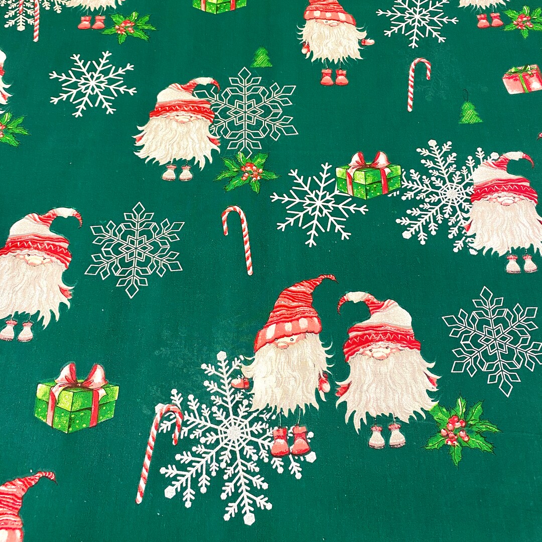 975. Christmas Elves on Green. 100% Cotton Fabric. Price per 1/2 Metre ...