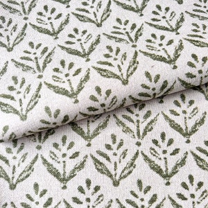 1473. ESCORCA Olive Green BLOCK PRINT - Linen/cotton Cushion Cover ...