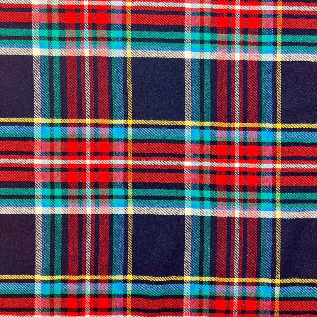 1234. Blue Red Traditional Check, 100% Brushed Cotton Fabric. 147cm ...